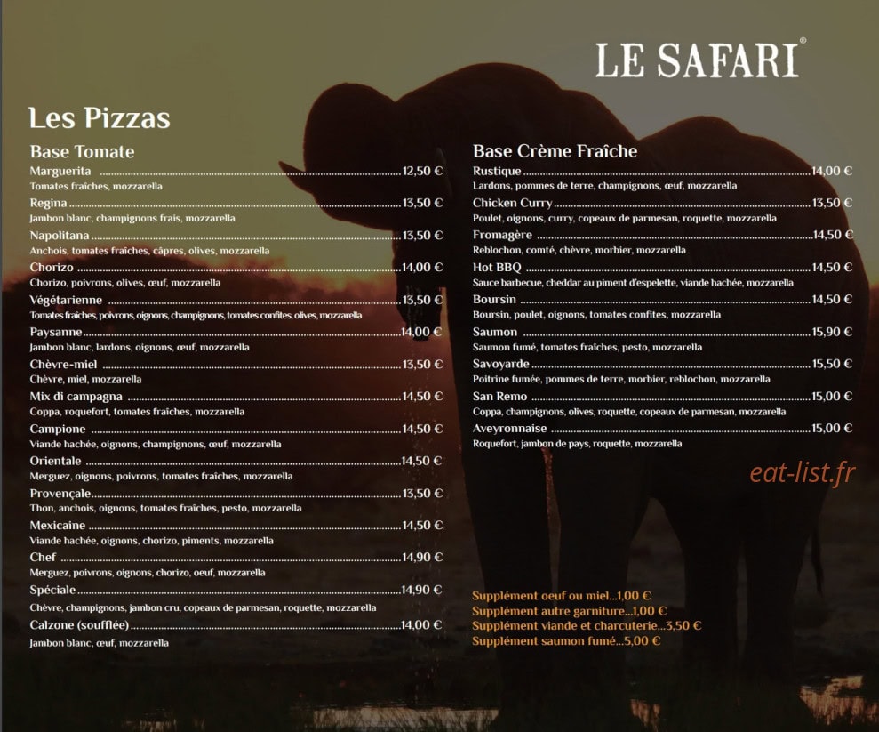 Le safari à Saint Fargeau Ponthierry - menu et photos