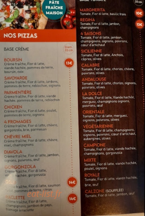 Dolce pizza à Arbonne La Foret - menu et photos