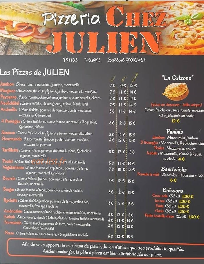 Chez Julien à Feuquieres en Vimeu - menu et photos
