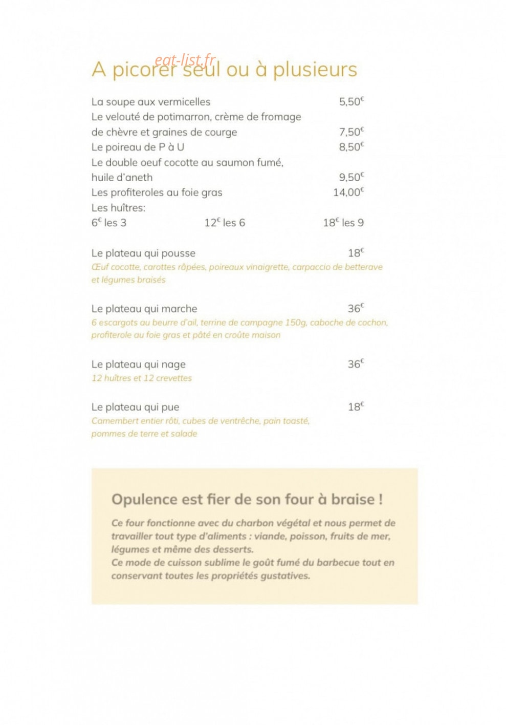 Opulence à Albi - menu et photos