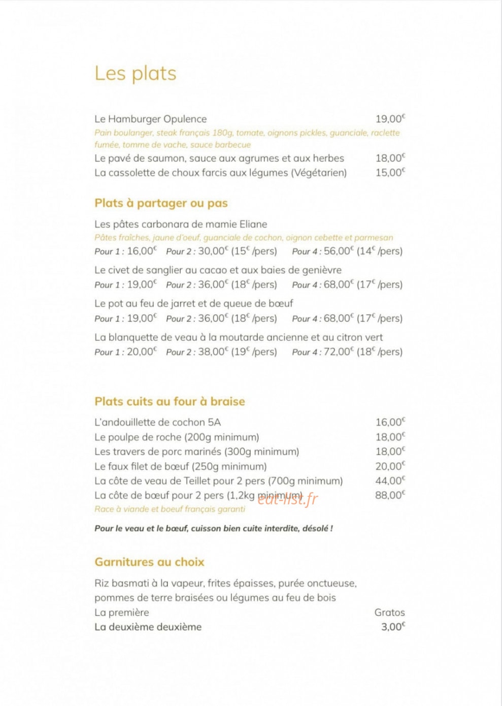 Opulence à Albi - menu et photos