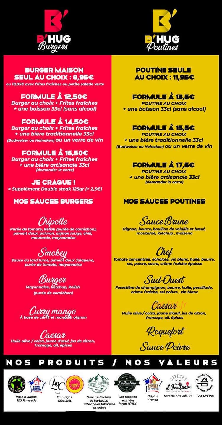 B'hug à Pompignan - menu et photos