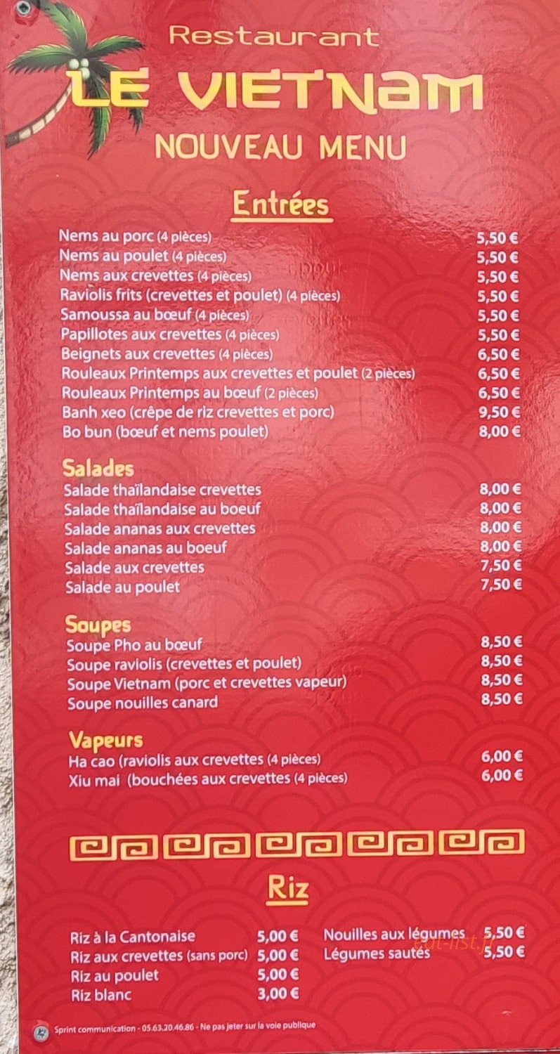 Le Vietnam à Labastide Saint Pierre - menu et photos