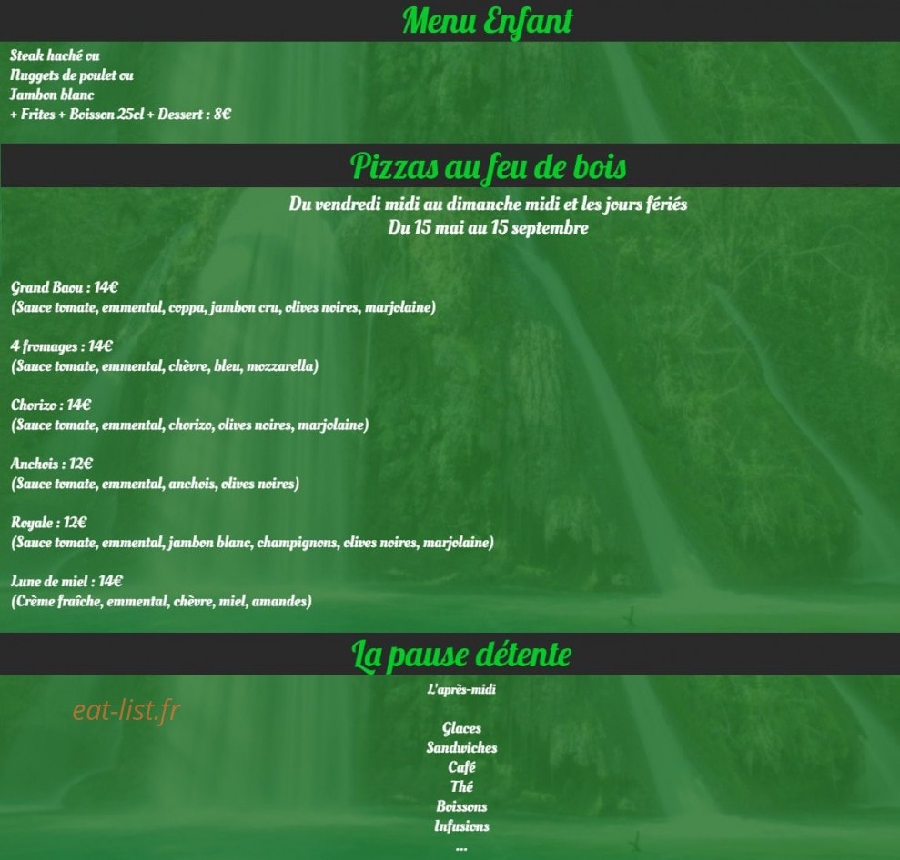 La chute du grand baou à Le Val - menu et photos La chute du grand baou à Le Val - menu et photos