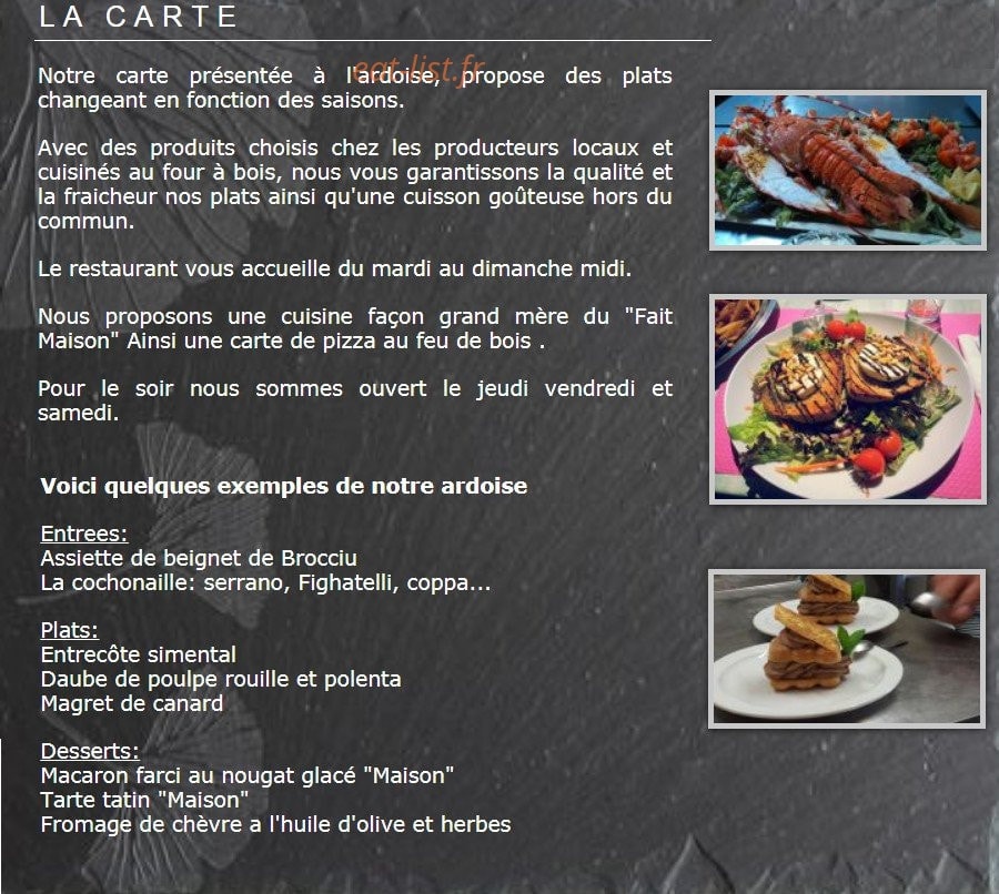 Le clos du père Louis à Collobrieres - menu et photos