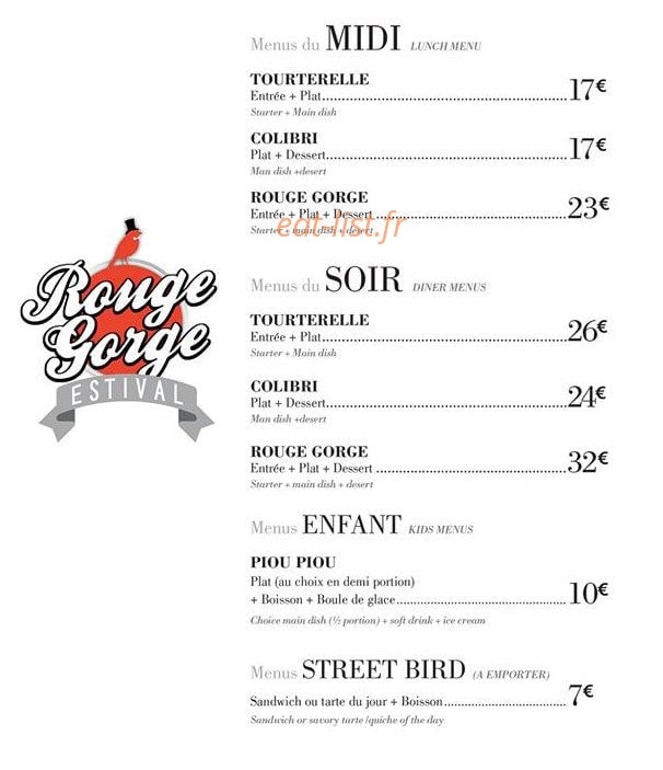 Rouge Gorge à Avignon - menu et photos