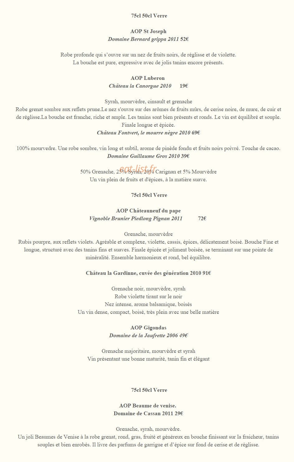 Au fil du temps à Pernes les Fontaines - menu et photos