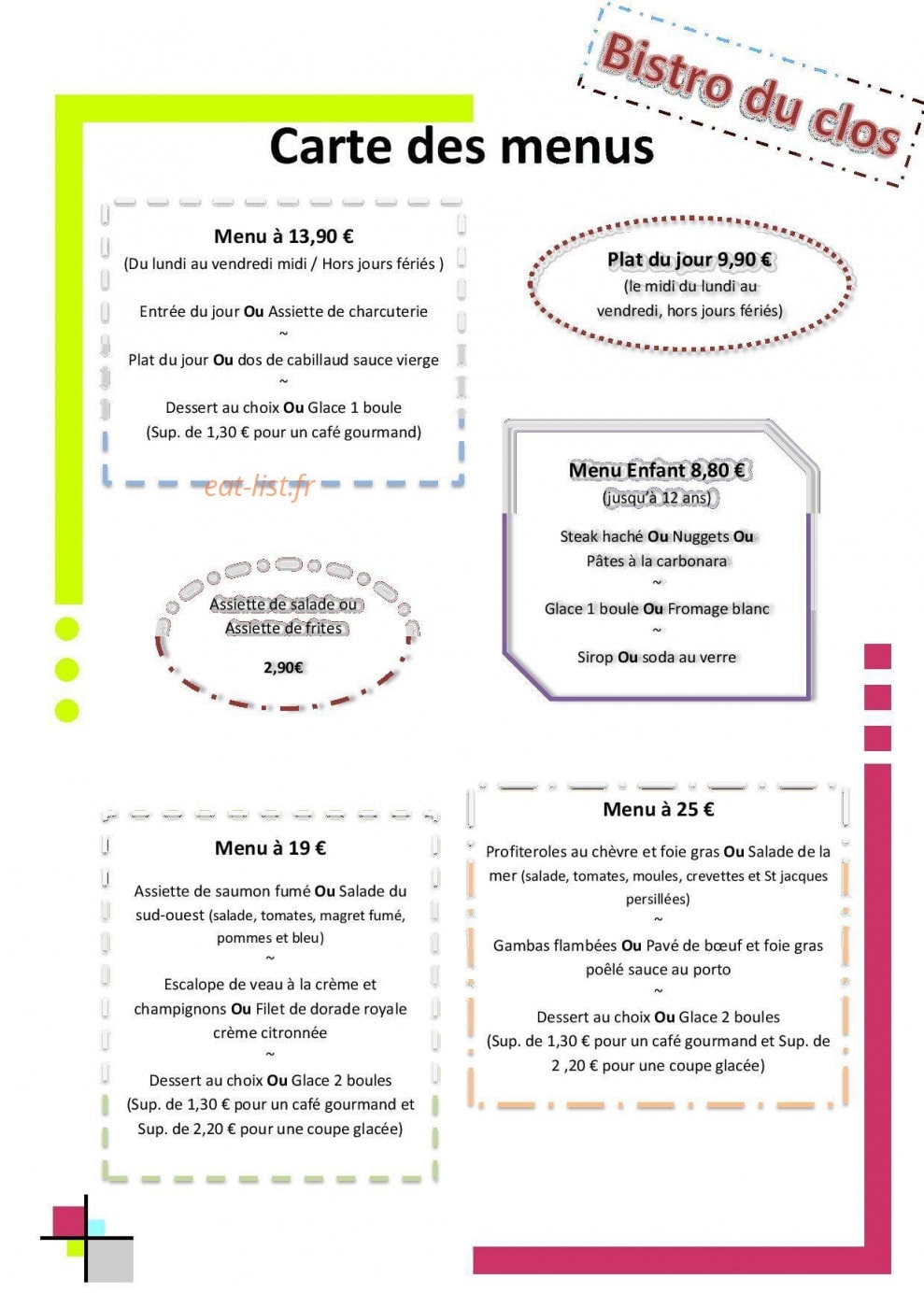 Le Bistro Du Clos à Cavaillon - menu et photos