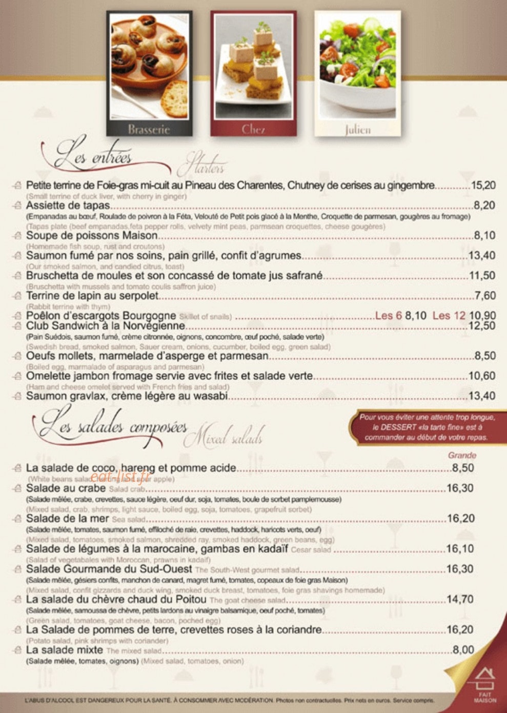 Brasserie Chez Julien à Chatellerault - menu et photos