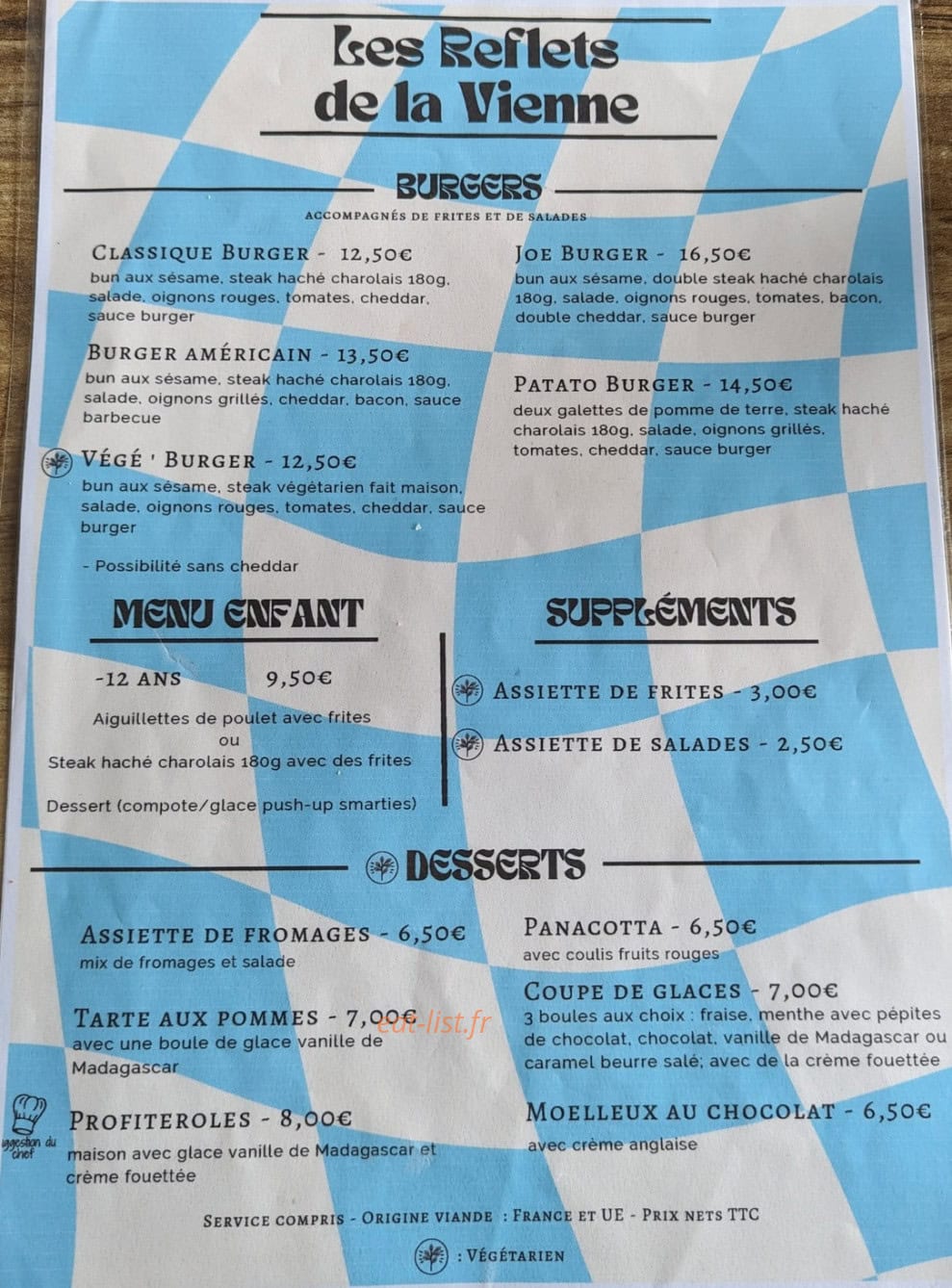 Les Reflets de la Vienne à Le Vigeant - menu et photos