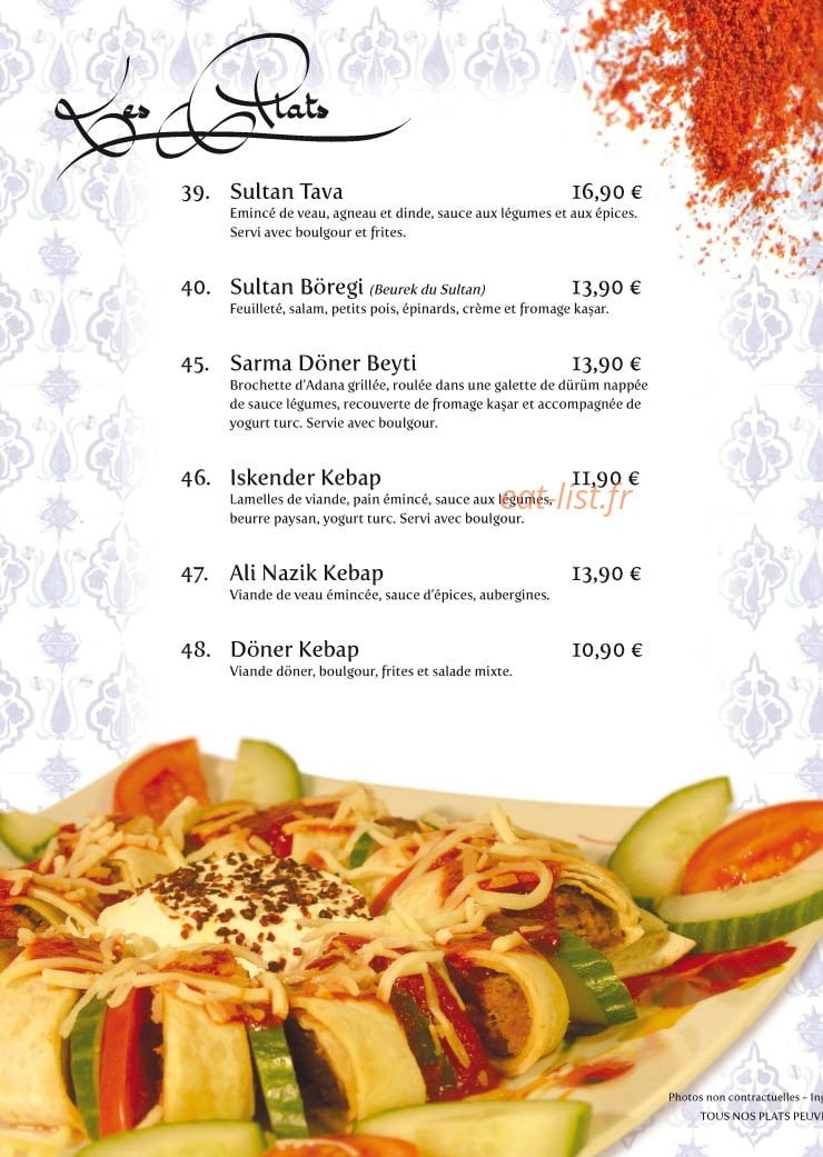 Le Sultan à Buxerolles - menu et photos