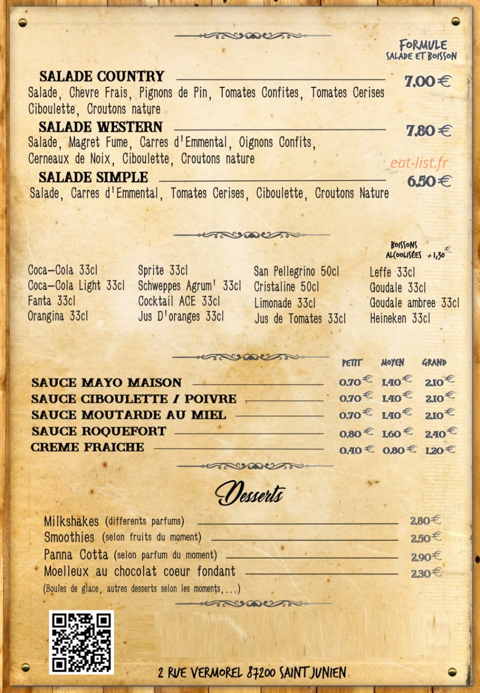 Burger Sur Vienne à Saint Junien - menu et photos