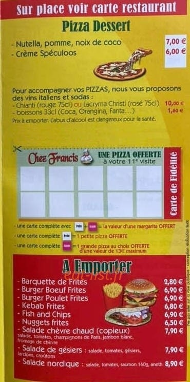Chez francis à Oradour sur Glane - menu et photos