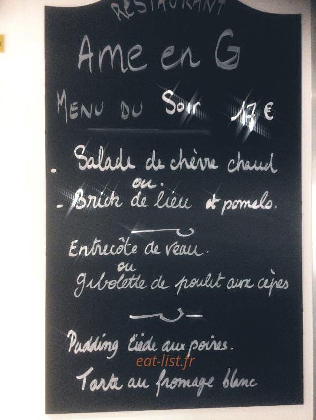 Ame en G à Neufchateau - menu et photos