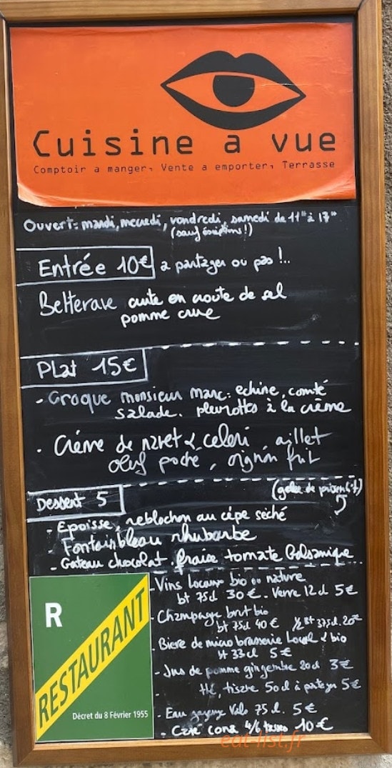 Cuisine à vue à Vezelay - menu et photos
