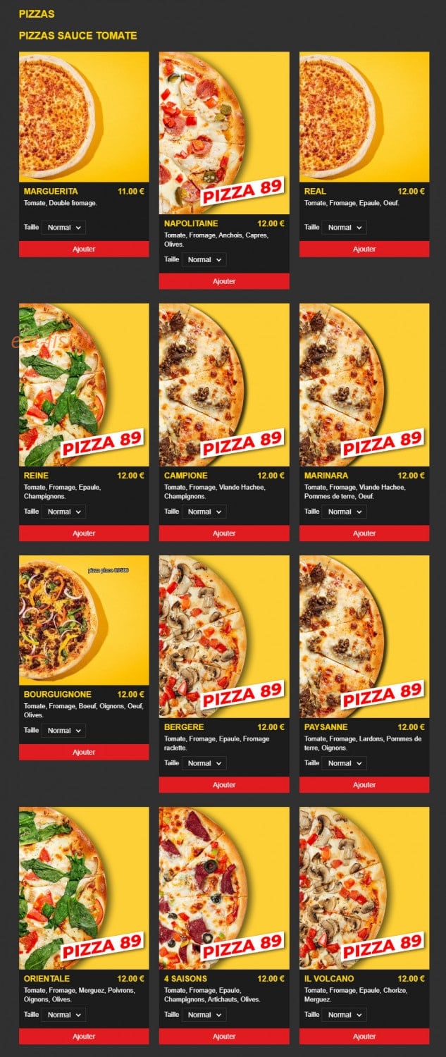 Pizza place à Villeneuve Sur Yonne - menu et photos