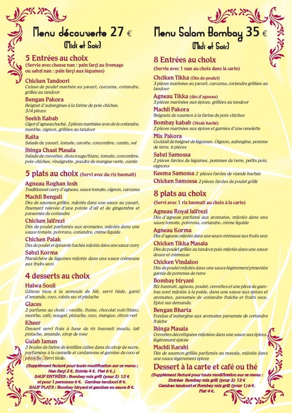 Salam Bombay à Morsang sur Orge - menu et photos