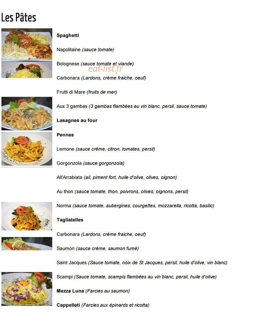 Au Soleil Italien à Avrainville - menu et photos