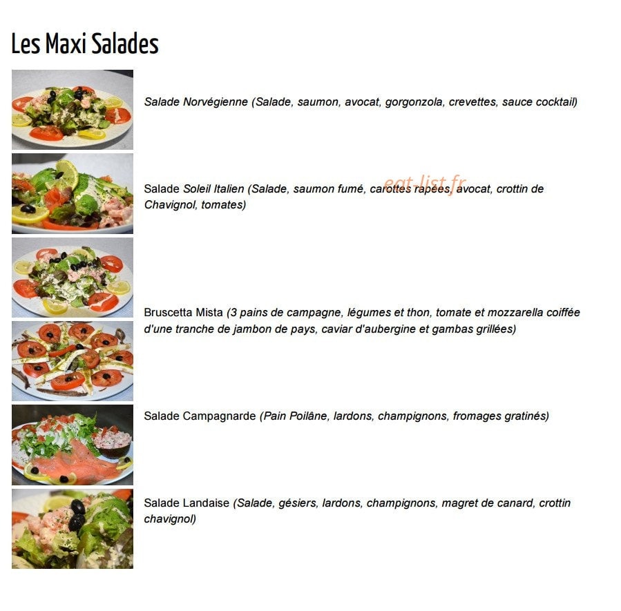 Au Soleil Italien à Avrainville - menu et photos