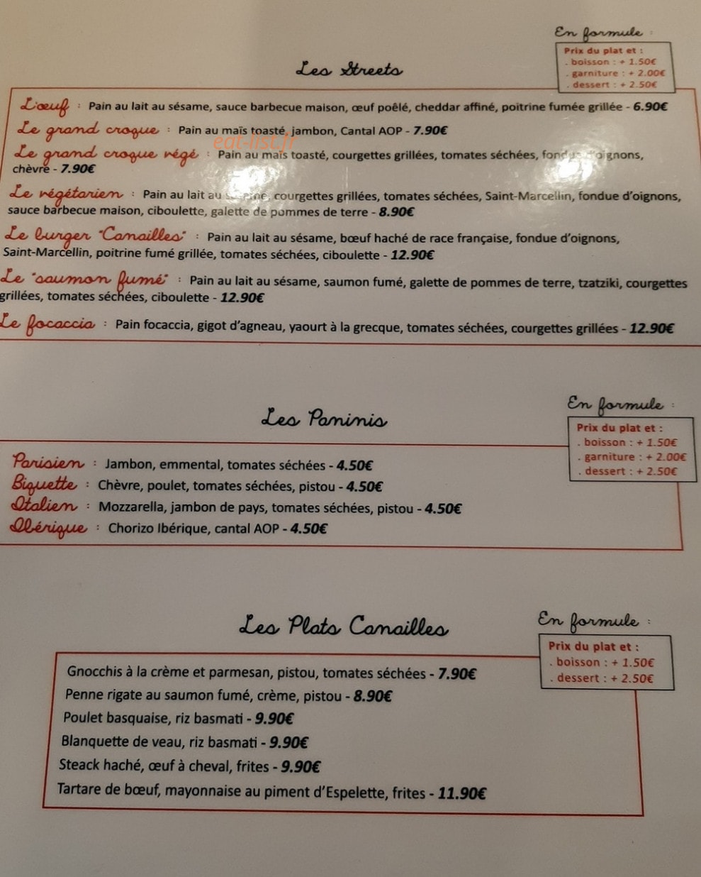 Street food "Canailles" à Chatillon - menu et photos