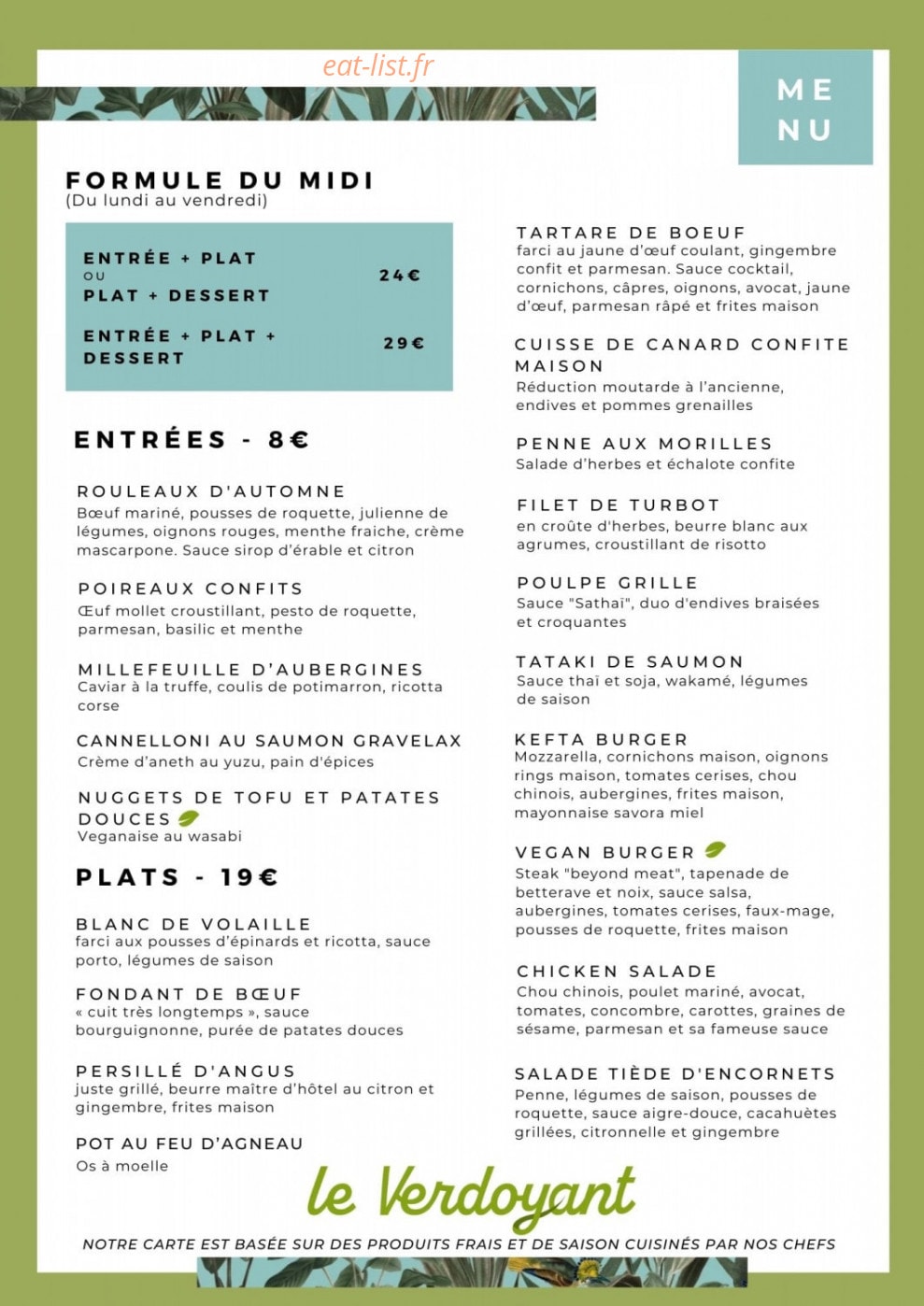 Le Verdoyant à Asnieres sur Seine - menu et photos