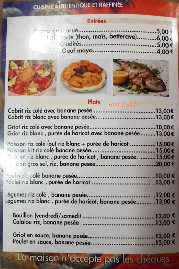 Gout Tropical à Saint Denis - menu et photos