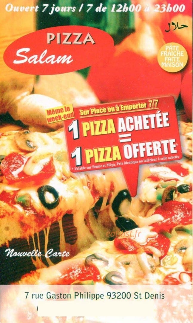 Pizza Salam à Saint Denis - menu en ligne