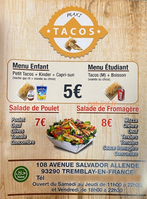 Maxi Tacos à Tremblay en France - menu et photos