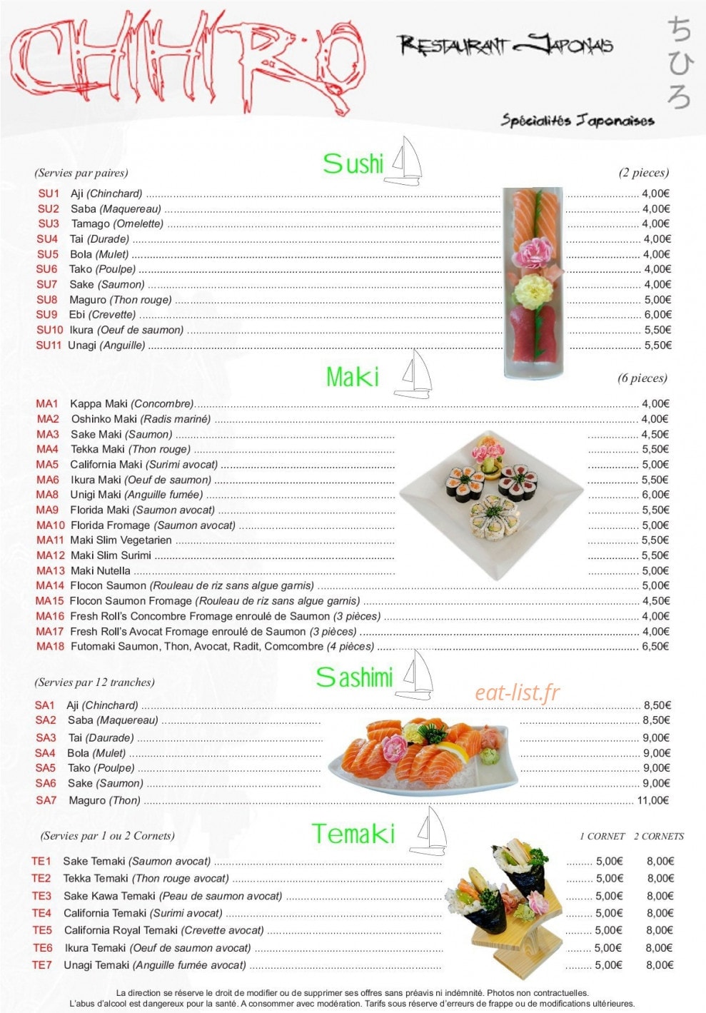 Chihiro à Neuilly sur Marne - menu et photos