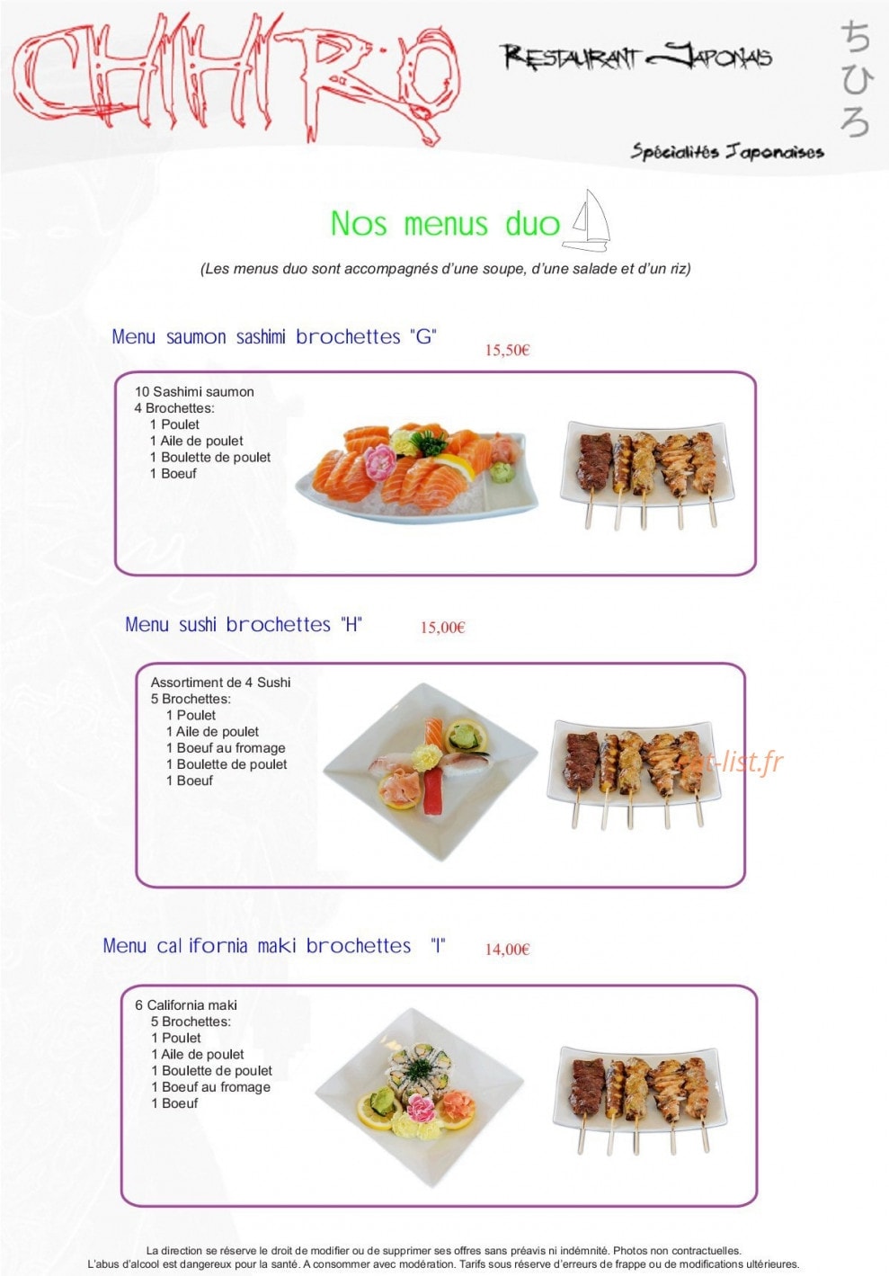 Chihiro à Neuilly sur Marne - menu et photos