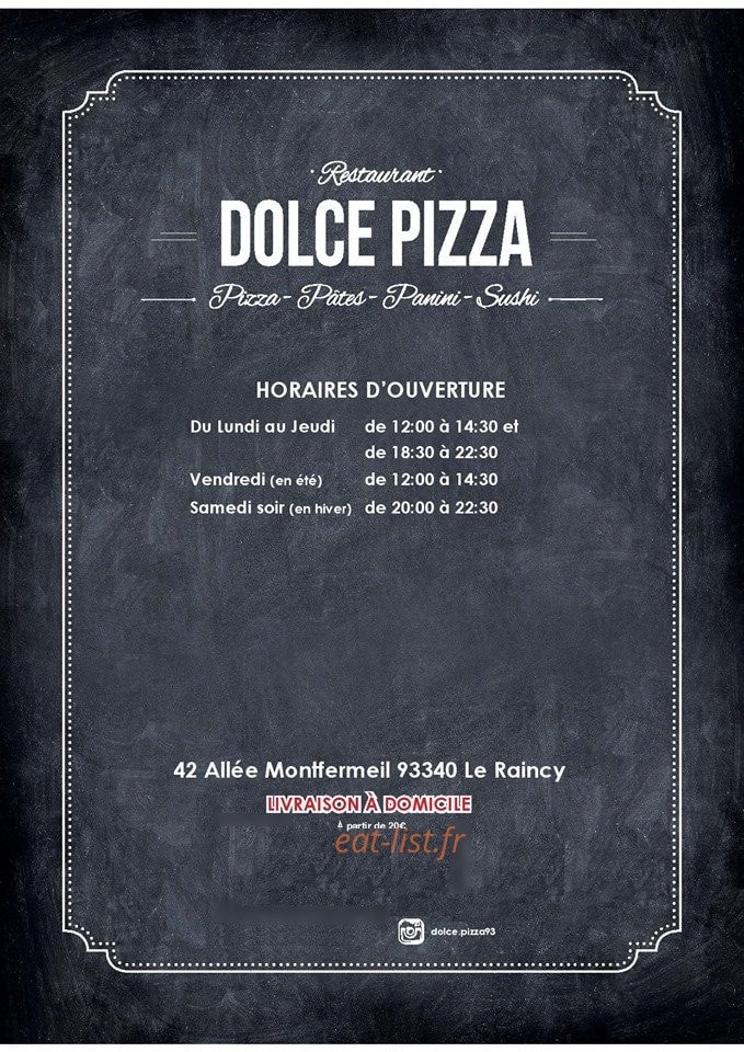 Dolce Pizza à Le Raincy - menu et photos