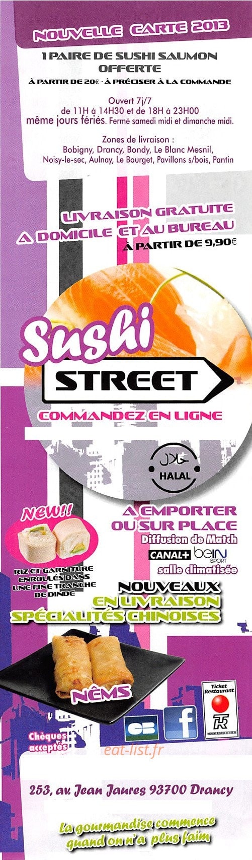 Sushi Street à Drancy - menu et photos