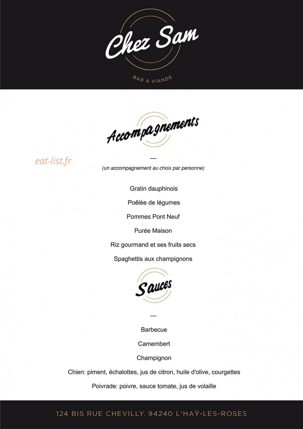 Chez Sam à L' Hay les Roses - menu et photos