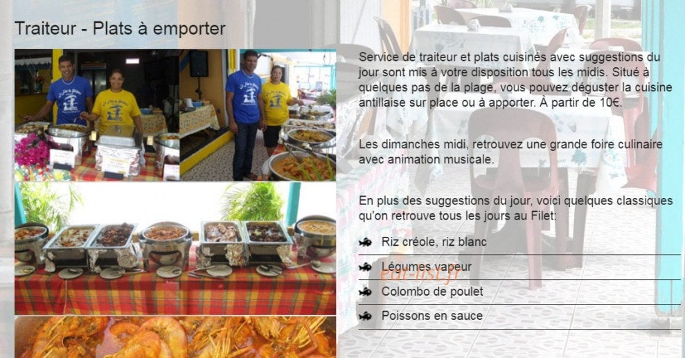 Le filet du pêcheur à Saint Francois - menu et photos