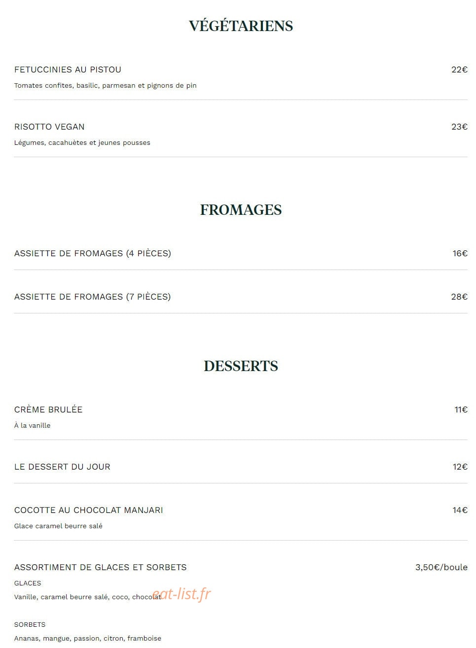 Maison Mère à Saint Martin - menu et photos