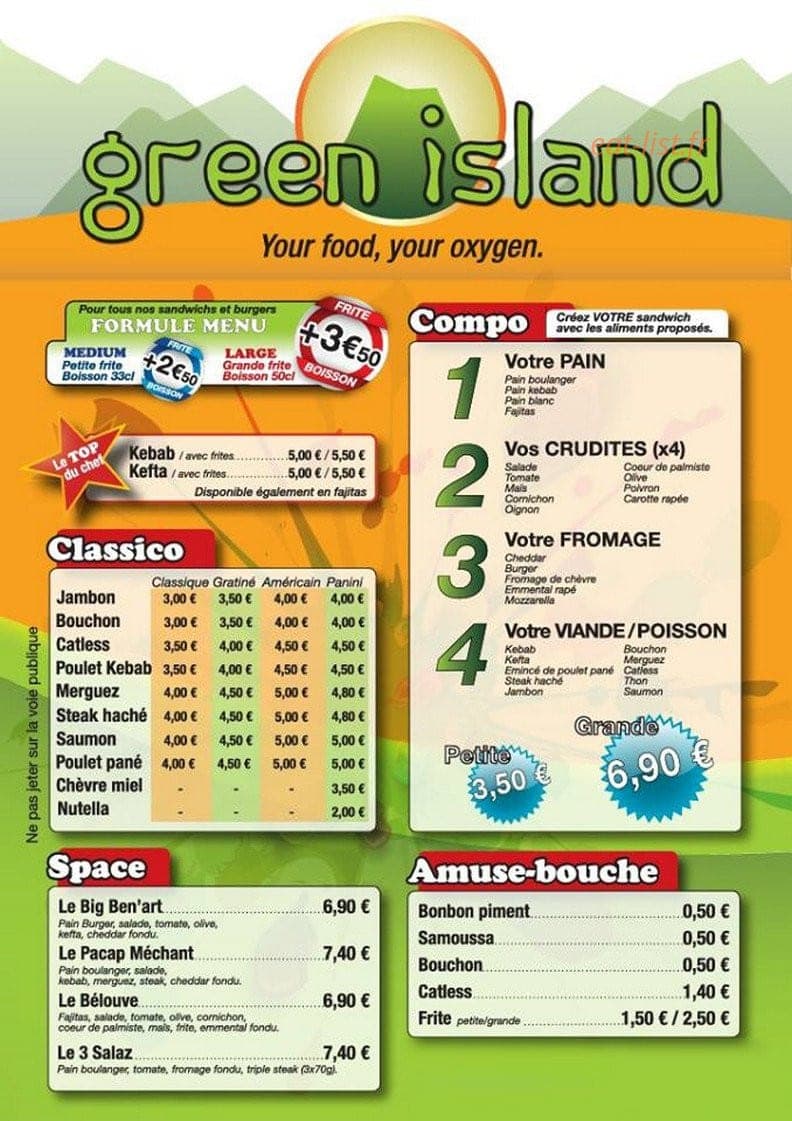 Green Island à Saint Denis - menu et photos