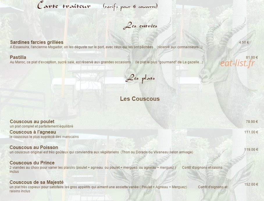 La Gazelle à Sainte Anne - menu et photos