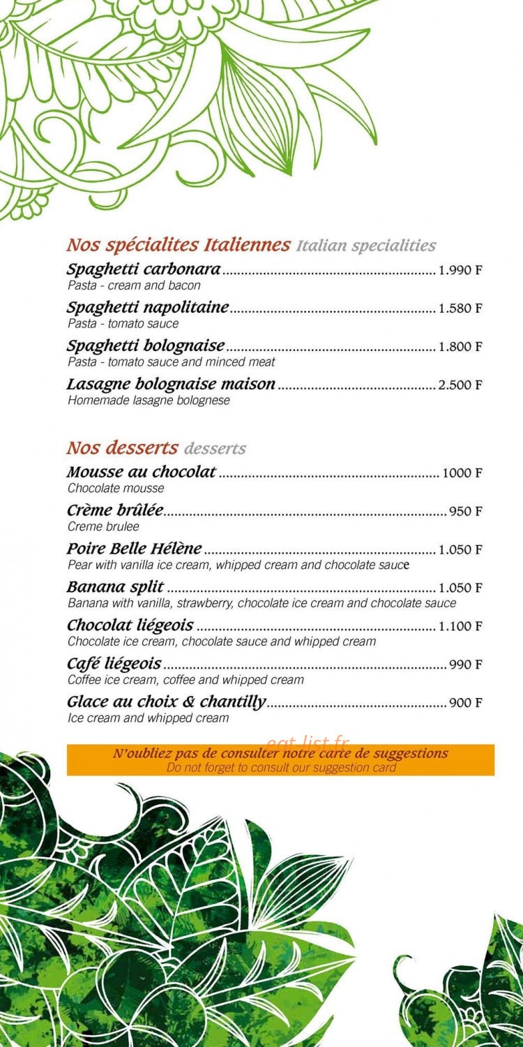 Restaurant Bienvenue à Mont Dore - menu et photos