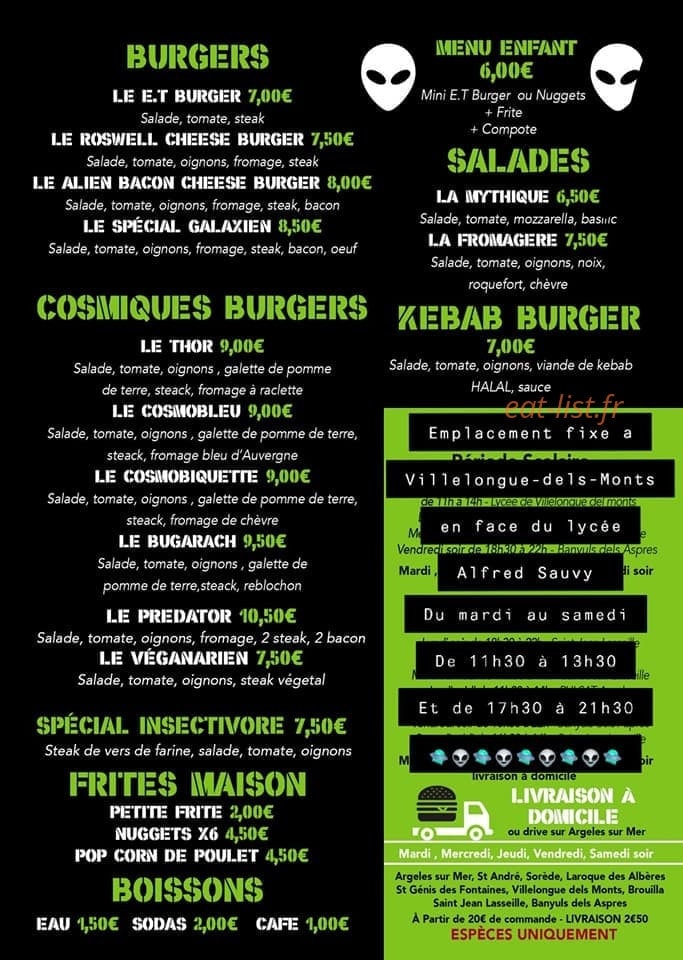 Food truck Zone 51 - Food Truck à Villelongue Dels Monts - menu et photos