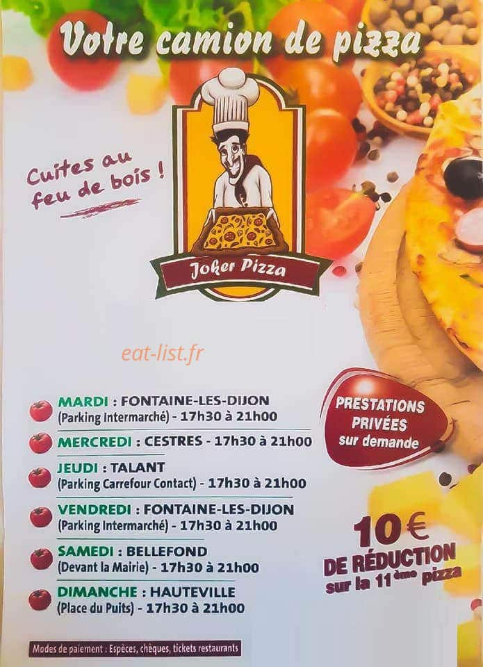 Joker Pizza à Fontaines les Dijon - menu et photos
