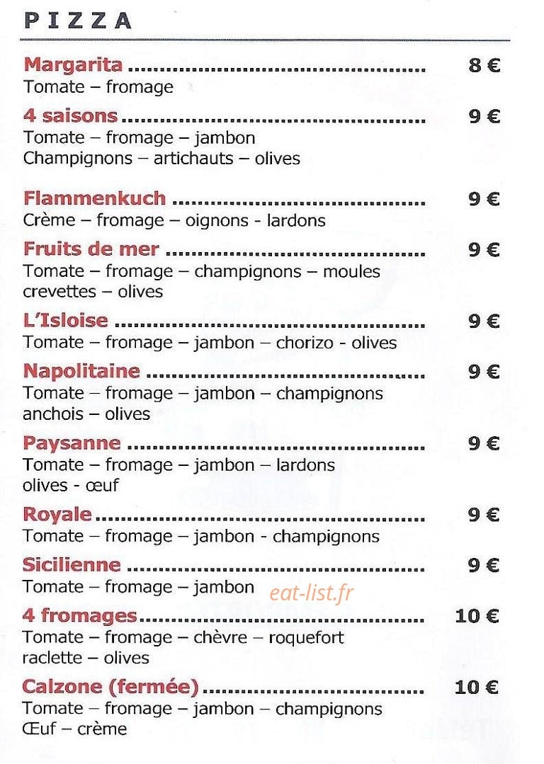 Pizza Relax à Clerval - menu et photos