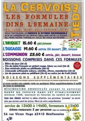 La cervoise tiède à Benifontaine - menu et photos